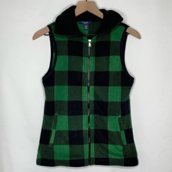 Chaps | Jackets & Coats | Nwot Chaps Green Buffalo Check Vest Small ...